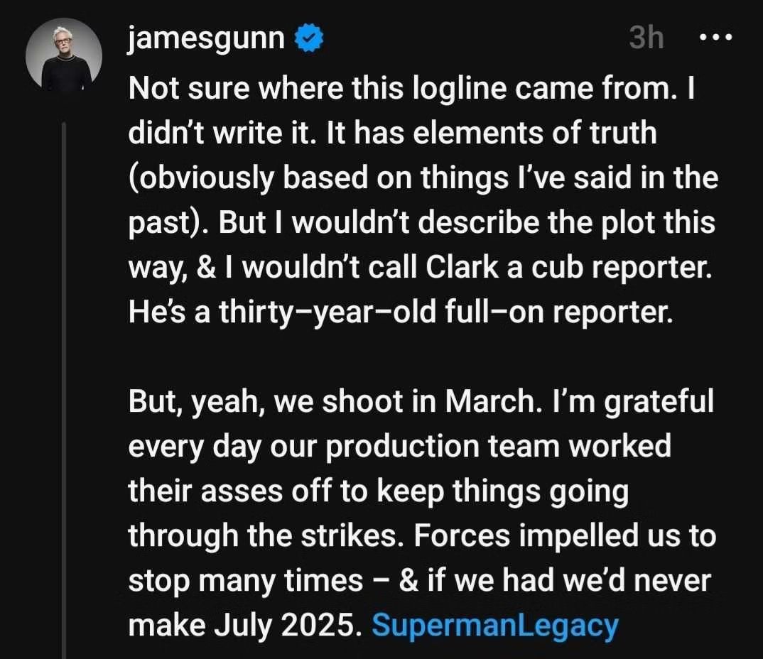 Superman: Legacy Filming Start Confirmed, but New Logline is a Mystery ...