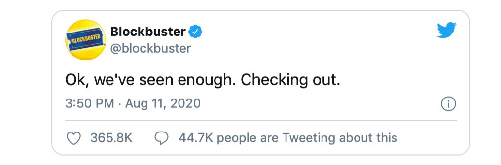 Blockbuster Returns to Twitter After 6 Years Then Immediately Checks ...