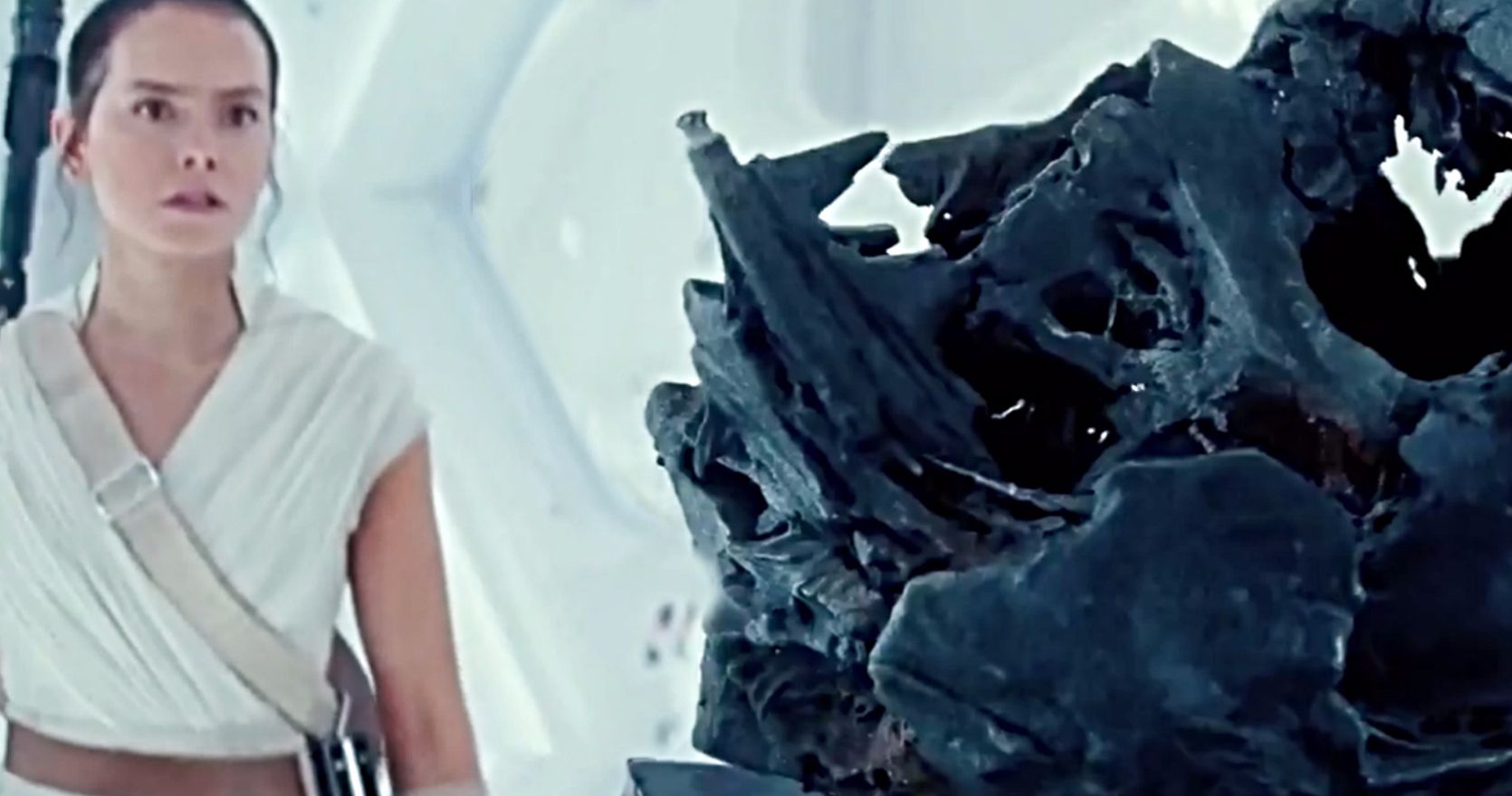 New The Rise of Skywalker Footage Has Rey Confronting Darth Vader's Helmet
