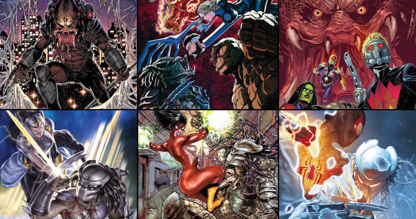 Predator Hunts Iconic Marvel Superheroes in Variant Comic Book Covers