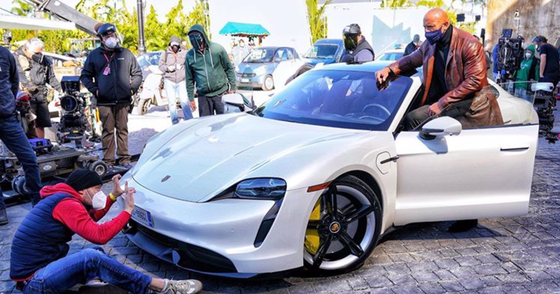 The Rock Is Too Big for His Car in Latest Look at Netflix's Red Notice