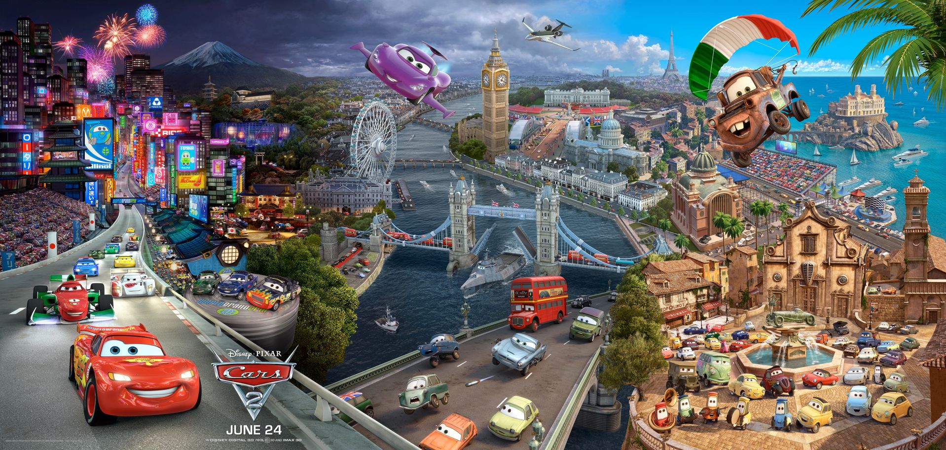 Cars 2 Triptych Poster