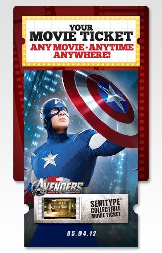 Marvel's The Avengers Senitype Movie Ticket and Bookmark Photos